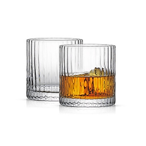 JoyJolt Fluted Whiskey Glasses – ELLE 10oz Short Drinking Glasses. 2 Ribbed Scotch Glasses. Gin and Tonic Glasses, Cocktail Glasses, Juice Tumblers & Water Glasses. Vintage Style Drinking Glasses