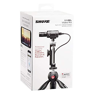 Shure Portable Videography Kit - Professional Recording Rig with MV88+ iPhone Mic, Manfrotto PIXI Tripod, Phone Clamp, Mount, AMV88-Fur Windjammer and SE215 PRO Sound Isolating Earbuds (MV88+SE215-CL)