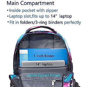 BLUEFAIRY Galaxy Backpack for Girls Elementary School Bag For Kids Child Primary Book Bags Sky Space Print Durable Gifts Presents Travel Mochila Para Niñas 17Inch (Purple)