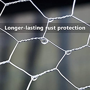 Chicken Wire Fencing Mesh 13.7 in x 237 in Poultry Wire Netting Hexagonal Galvanized Garden Fence Barrier for Pet Rabbit Chicken Fencing with 100 Pcs Cable Zip Ties and Mini Cutting Pliers