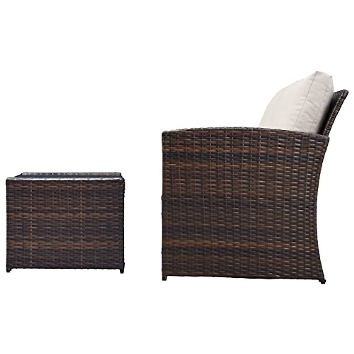 Signature Design by Ashley East Brook Outdoor Wicker Loveseat with Table Set, Brown