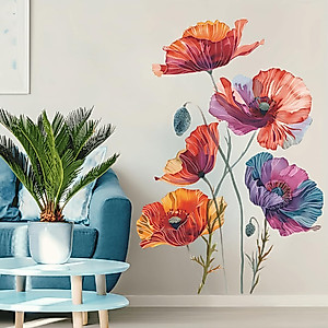 DIY Wall Decal Peeling and pasting, Detachable Wall Decal Mural, Vinyl Lotus Wall Decal, Girl Bedroom, Living Room, Bathroom Wall Art Decoration