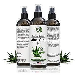 Earth's Daughter Organic Aloe Vera Gel from 100% Pure and Natural Cold Pressed Aloe – Moisturizes - Great for Face - Hair- Sunburn - Aftershave - Bug Bites - 12 oz.