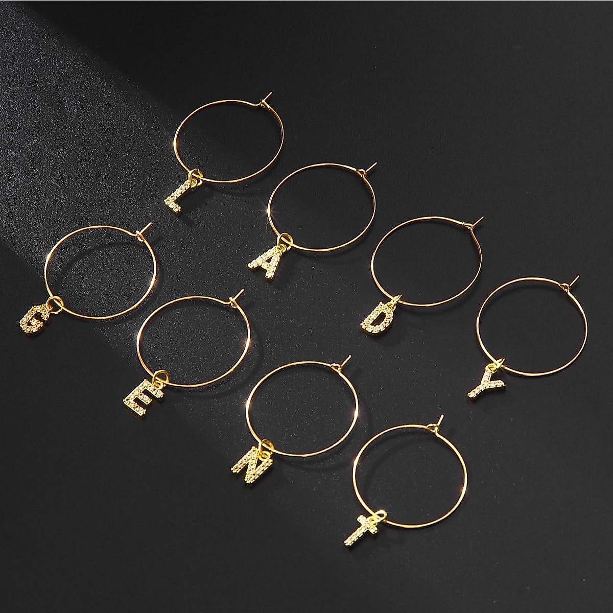 Pride & par Gold Bling Letter Wine Glass Charms, 26 piece/Set, Diamond Wine Glass Markers for Stem Glasses, Shinny Wine Glass Decoration Mix & DIY for Weddings, Parties (1)