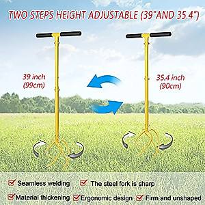 BARAYSTUS Height Adjustable Hand Tiller Garden Claw Twist Tiller Cultivator Tiller Soil Lossener Lawn Aerator Areator Loosen, Rototiller, Garden Bed and Plant Box Cultivator, Garden Tools.