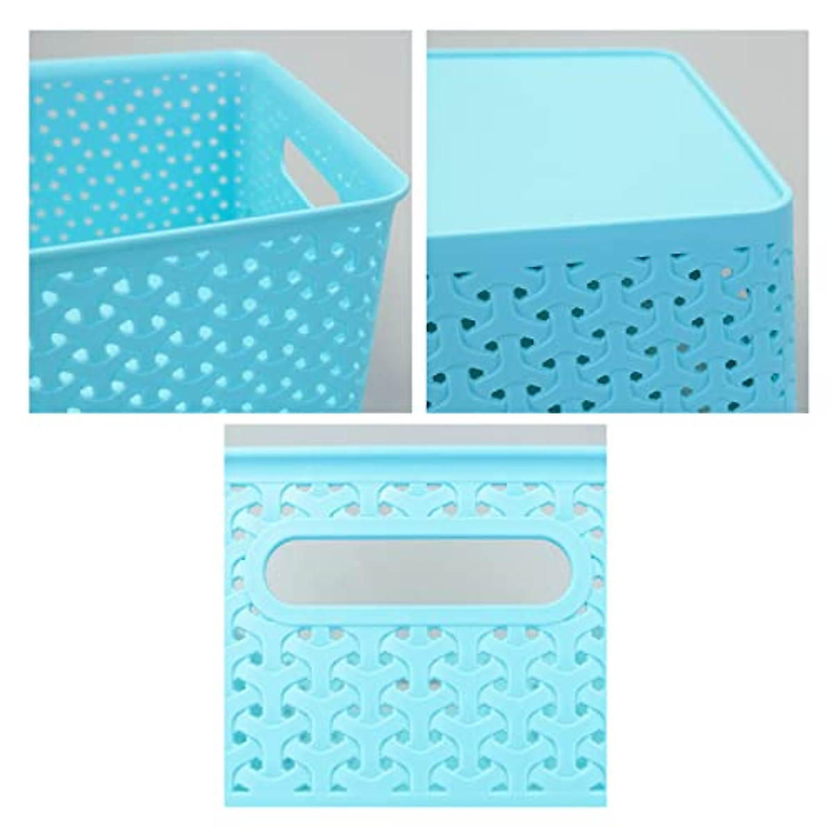 Jekiyo Plastic Storage Basket with Handles, Plastic Organizer Bins, 4 Packs