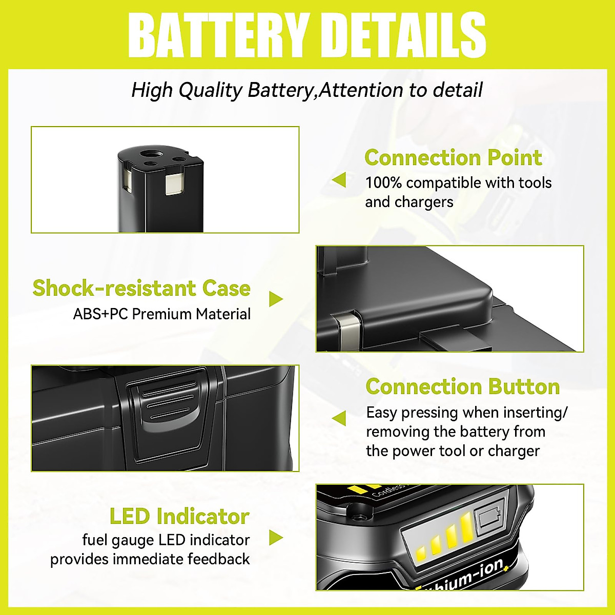 VANON Replacement for Ryobi 18V Battery 3.6Ah Lithium ion 18 Volt Batteries Replacement for Ryobi 18V Cordless Tools P102 P107 P105 P104 P103 P108 2Pack.
