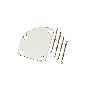 Metallor Electric Guitar Neck Plate Curved Cutaway Semi Round Neck Joint Back Mounting Plate 4 Holes with Screws Compatible with Stratocaster Telecaster Style Guitar Bass Parts Replacement