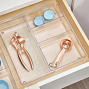 iDesign Linus BPA-Free Plastic Divided Expandable Drawer Organizer Tray - 12" x 7" x 2.25", Clear