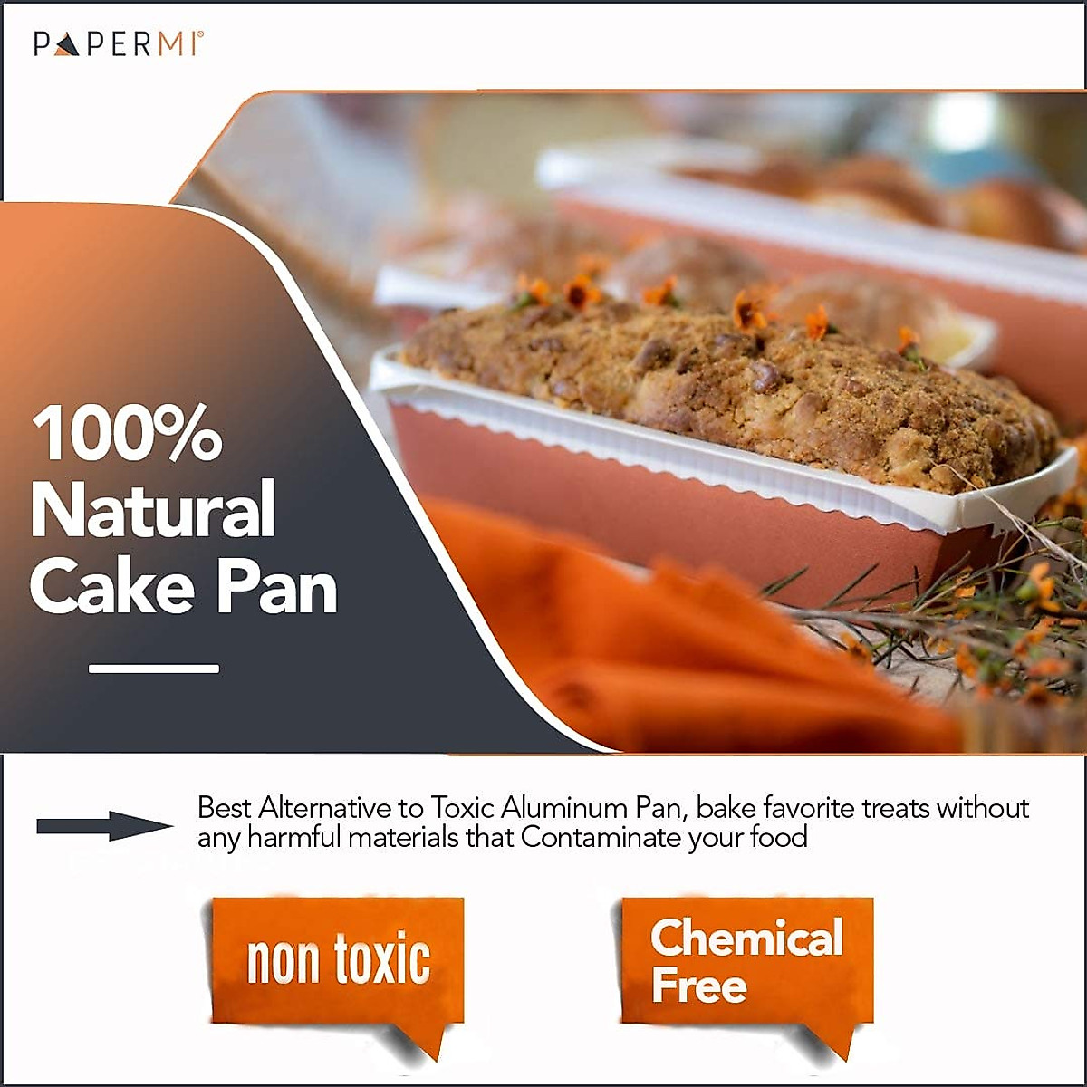 Paper Loaf Pans – 24pcs, 6.5” x 2.5”, 1.75”, 14oz – Oven, Microwave & Freezer Safe – Paper Cake Pans You Can Take From Bake to Serve – Non Stick, Disposable Molds for Runny, Thick & Dough Batter