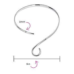 Simple Fine Modern Choker V Swirl Ball Shape Geometric Collar Statement Necklace For Women .925 Silver Sterling