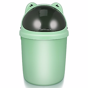 Luxshiny Trash Can with Lid Cute Trash Bin Animal Waste Basket Frog Garbage Can Desk Small Garbage Can Kawaii Trash Can Garbage Container Pen Holder Plastic Mini Child Organizer