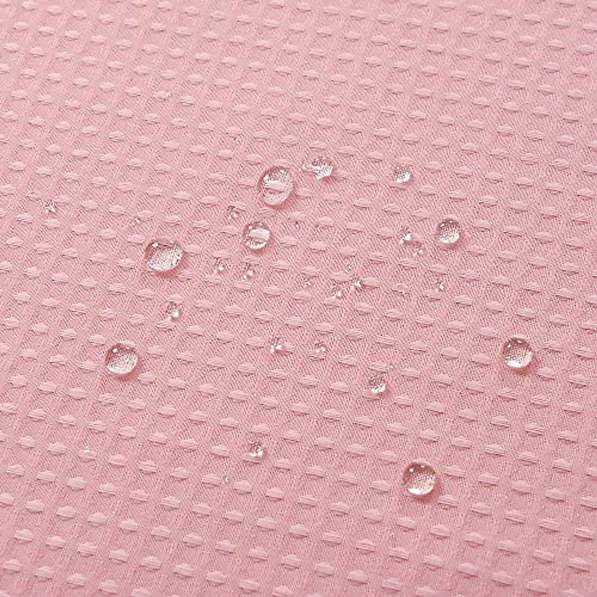 WPM No Hooks Required Shower Curtain with Snap-in Liner Waffle Weave Design, Hotel Grade Style Waterproof & Washable, Mesh top Window Easy Snaphook Bathroom Pink Curtains (72"X74" W/Liner, Blush Pink)