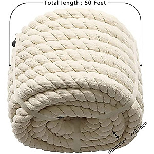 1OO% Cotton Rope (1 inch x 48 feet) Natural Thick Twisted Rope for Crafts, Sports Tug of War, Hammock, Home Decorating Wedding Rope