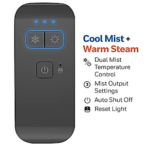 Honeywell Dual Comfort Cool + Warm Mist humidifier. Humidifier for Bedroom, Office, Living Room and Home. Provides Temporary Relief from Dry air discomforts - Black, HWC775B