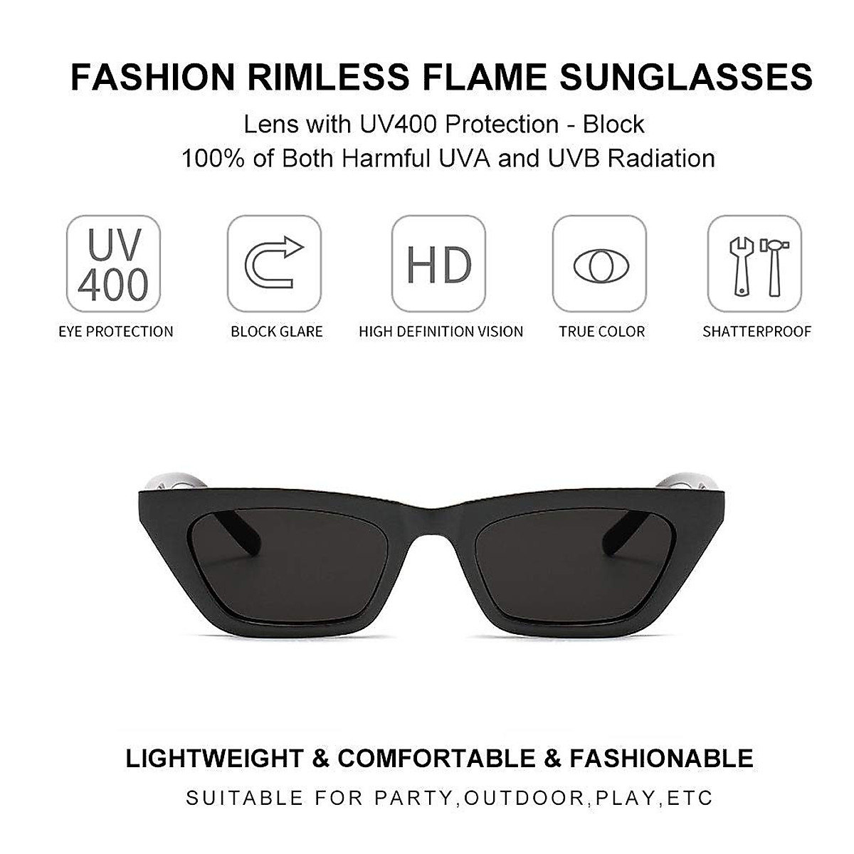 BOJOD 2Pack Small Square Cat Eye Sunglasses for Women Trendy Retro Skinny Cool 90s Sunglasses Black+Tortoise