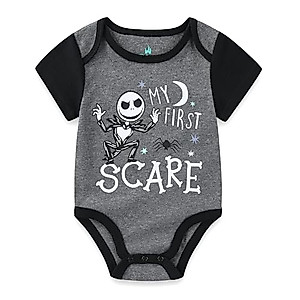 Disney Nightmare Before Christmas Boys’ Jack Skellington 3 Pack Bodysuits for Infant – Grey