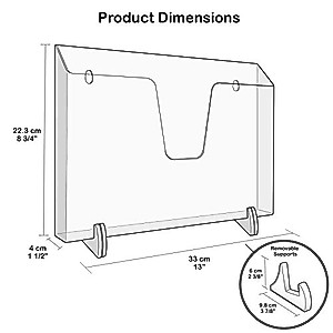 Acrimet Pocket File Holder Horizontal Design Brochure Display (for Wall Mount or Countertop Use) (Removable Supports Included) (Letter Size) (Clear Green Color)