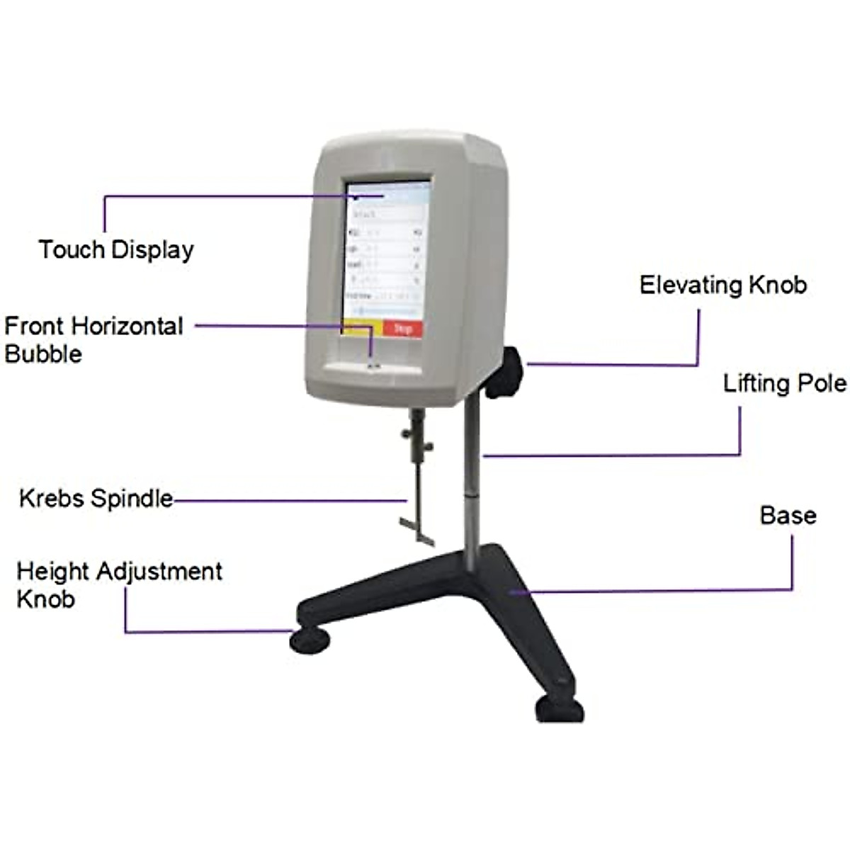 VTSYIQI Stormer Viscosity Tester Touch Screen Rotational Viscometer Automatic Viscometer with Range 40.2KU to 141.0KU Accuracy ±1% for Ink Viscosity Test KU CP G ℃ Value Display