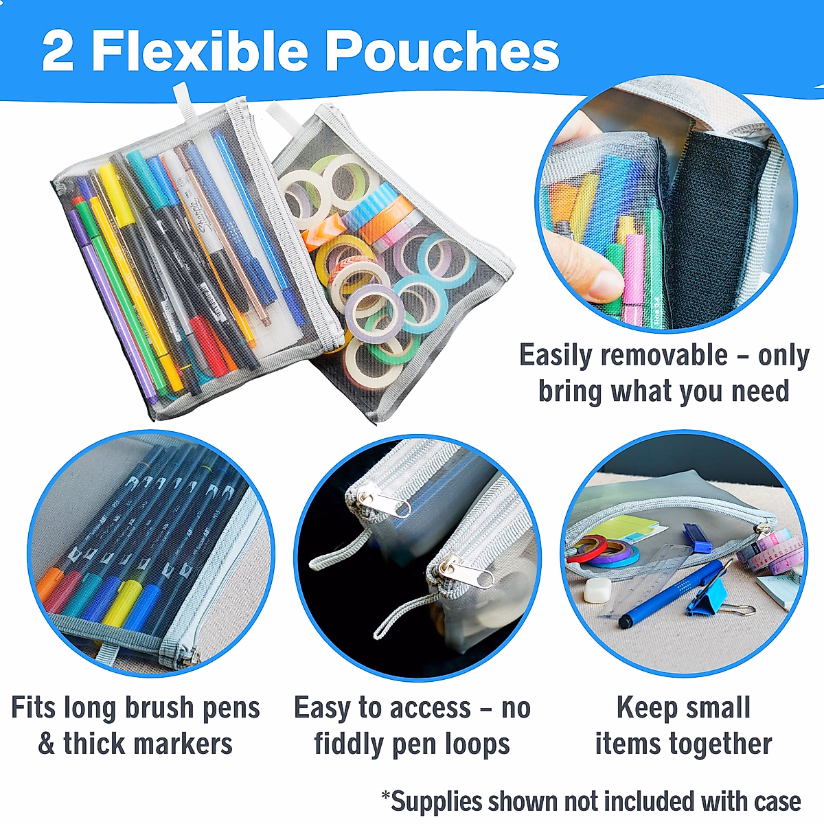 Journal Supplies Storage Case (Pink - Medium) - Custom Travel Organizer Holder for A5 Planner, Pens, Journal Supplies and Accessories (Case Only - Supplies Not Included)