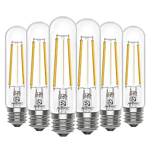 Energetic E12 LED Bulb 5 Watt (60 Watt Equivalent) Candelabra Dimmable Chandelier Light Bulbs Soft White 2700K T6 Vintage Filament Edison Candle Bulb, 6 Pack