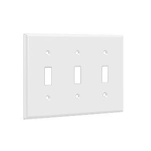 ENERLITES Triple Light Switch Wall Plate, Gloss Finish, Standard Size 3-Gang 4.50" x 6.38", Unbreakable Polycarbonate Thermoplastic, 8813-W, White
