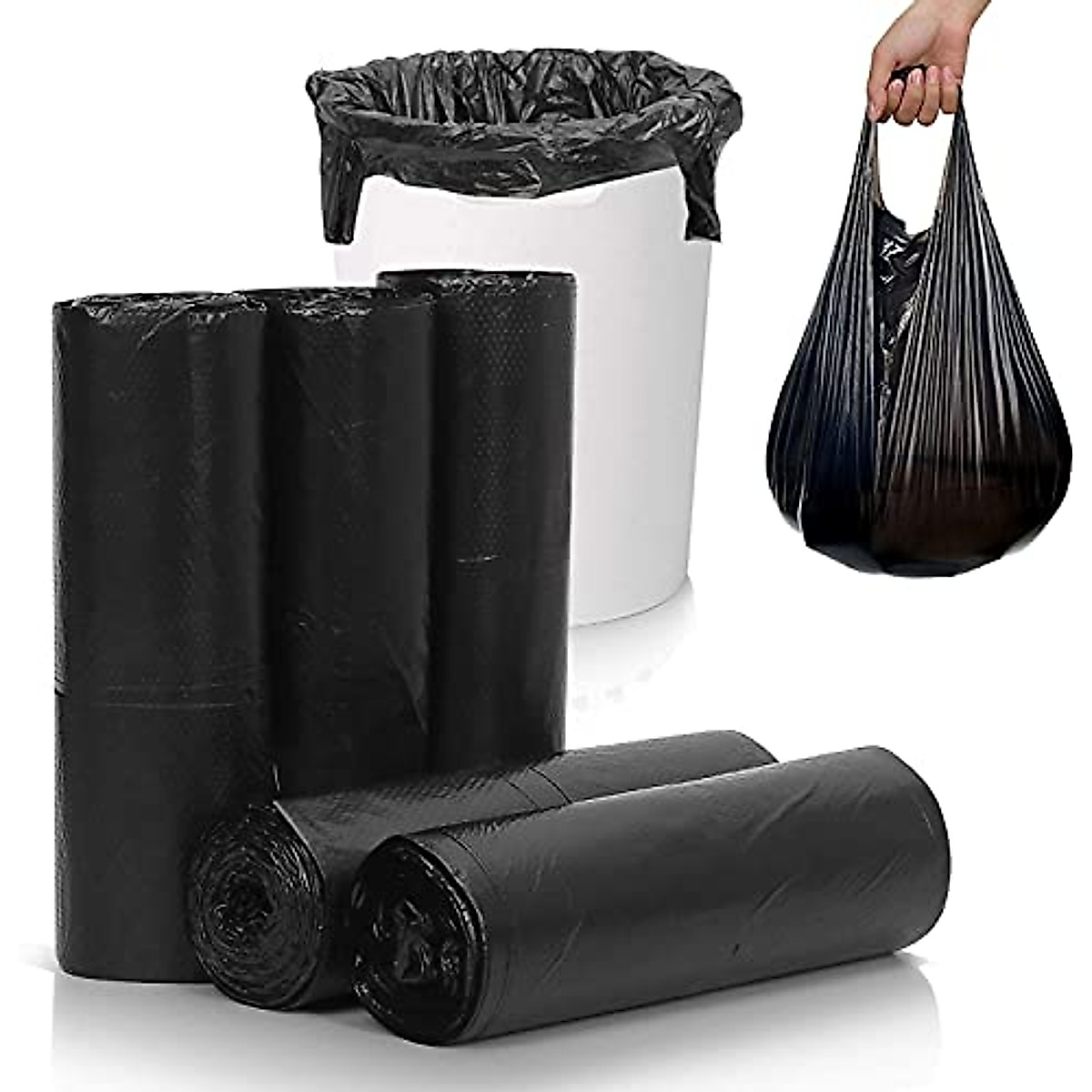FYY Trash Bags, Garbage Bags, 5 Rolls 100 counts 6 Gallon [Extra Thick][Leak Proof] Rubbish Bags Wastebasket Bin Liners for Home Office Trash Can Black
