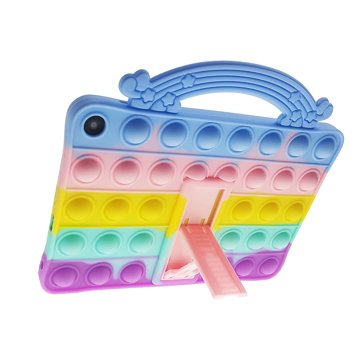 LUSTAM Pop it Case for All New Amazon Fire HD 8 and HD 8 Plus Tablet (8" 10 Generation, 2020 Release), Fidget Poppers Pop its Poppet Foldable Kickstand Silicone Handle Kids Friendly Protective Case