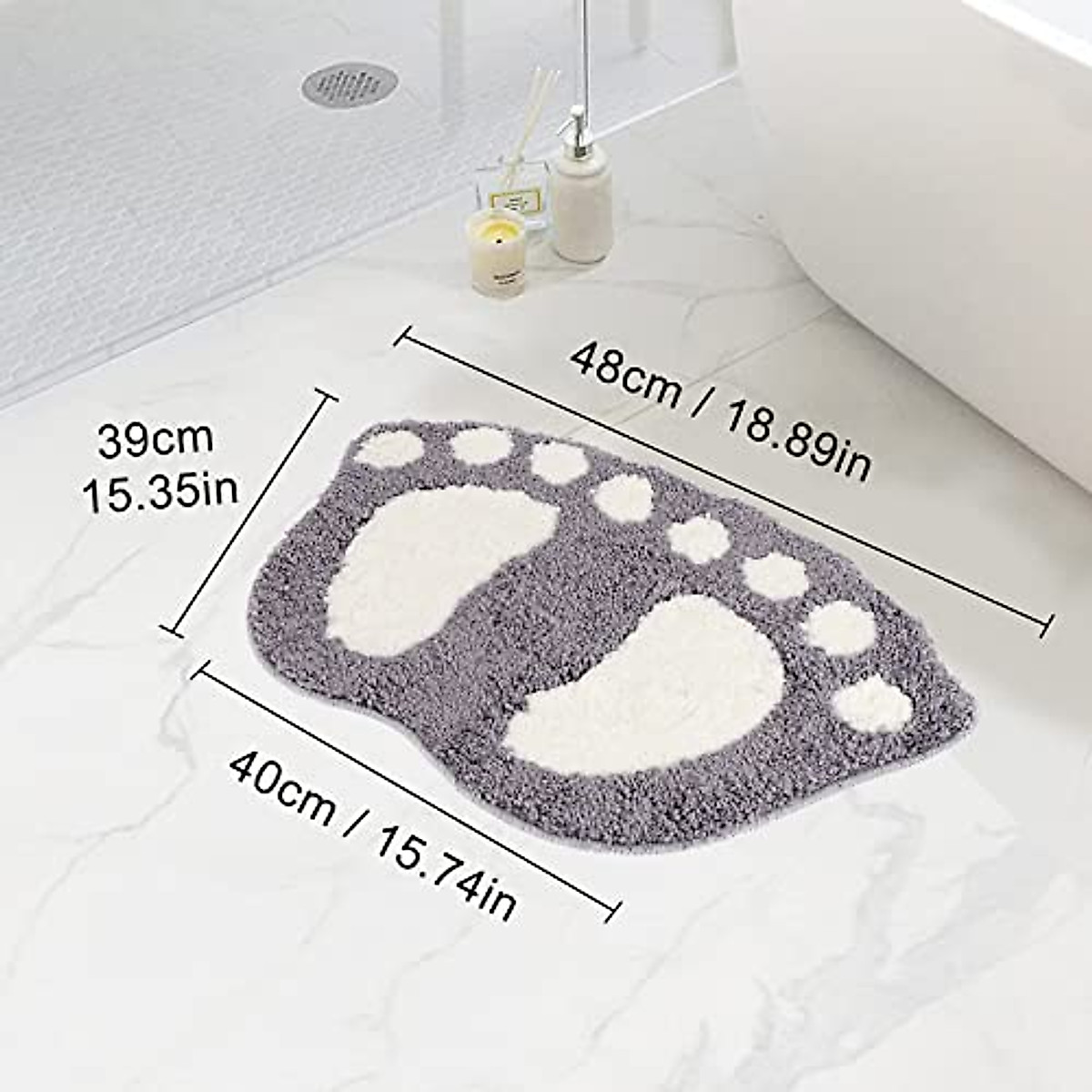 DIGHEIGG Bathroom Rugs, Bath Mats Water Absorbent Non-Slip for Bathroom, Shower, Room, Soft Microfiber Bath Mat Machine Washable Bath Mat Big Feet Bathroom Mat (Gray 16x24&#039;&#039;)