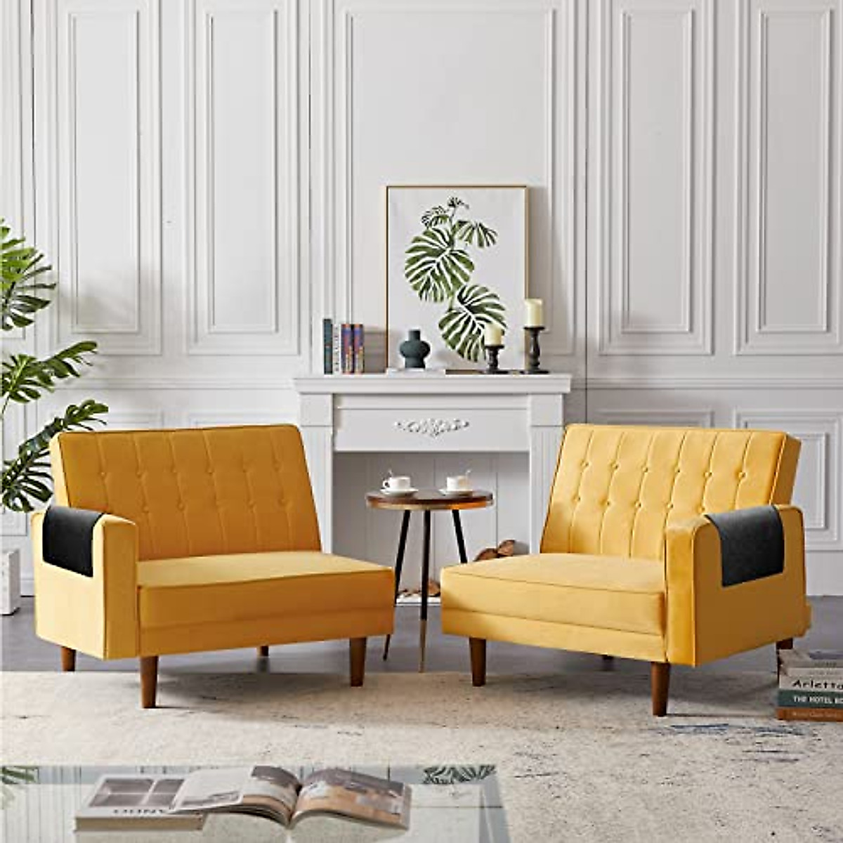 Zenhouse Sofa Arm Covers Linen Couch Arm Covers for Chairs and Sofa, Couch Loveseat Armchair Covers Anti-Slip Furniture Protector Armchair Slipcover for Living Room Set of 2, Black