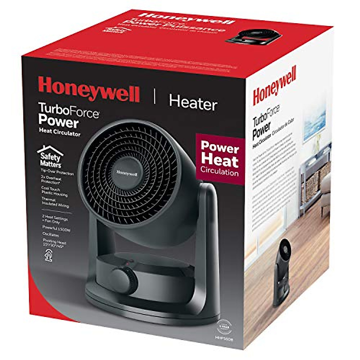 Honeywell Turbo Force Power Heat Circulator Heaters, Black
