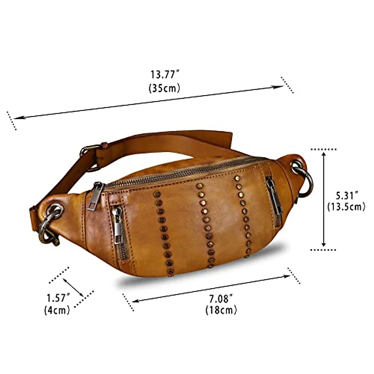 IVTG Genuine Leather Sling Bag for Women Fanny Bag Casual Hiking Daypack Crossbody Chest Bags Motorcycle Shoulder Backpack (Brown)