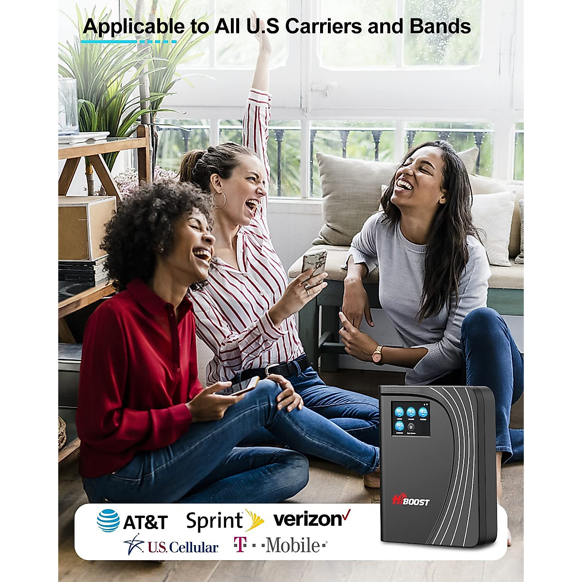 Cell Phone Signal Booster, 4G LTE 5G Cell Phone Booster with LCD Touch Screen Cover 4,500 Sq Ft for Home Office All U.S. Carriers Verizon, AT&T, T-Mobile 65dB High Gain Support All Band | FCC Approved