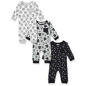 Amazon Essentials Disney | Marvel | Star Wars Unisex Babies' Cotton Coveralls, Pack of 3, Star Wars Tiny Trooper, 12 Months