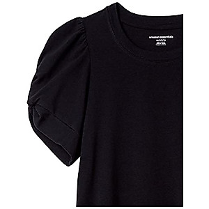 Amazon Essentials Women's Classic-Fit Twist Sleeve Crewneck T-Shirt, Black, XX-Large