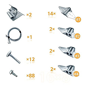 LAJIAOZ Garage Door Hinge Roller Bracket/Track Kit/Wire Rollers Green Hinges Sytems Roll Up Door Spings(16 x 8 Height Double Garage Doors)