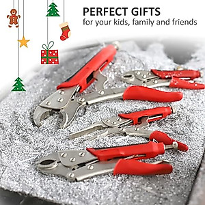 FASTPRO 4-Piece Locking Pliers Set With Heavy Duty Grip, 5", 7" and 10" Curved Jaw Locking Pliers, 6-1/2" Long Nose Locking Pliers Included, Vise Grip Wrench Set