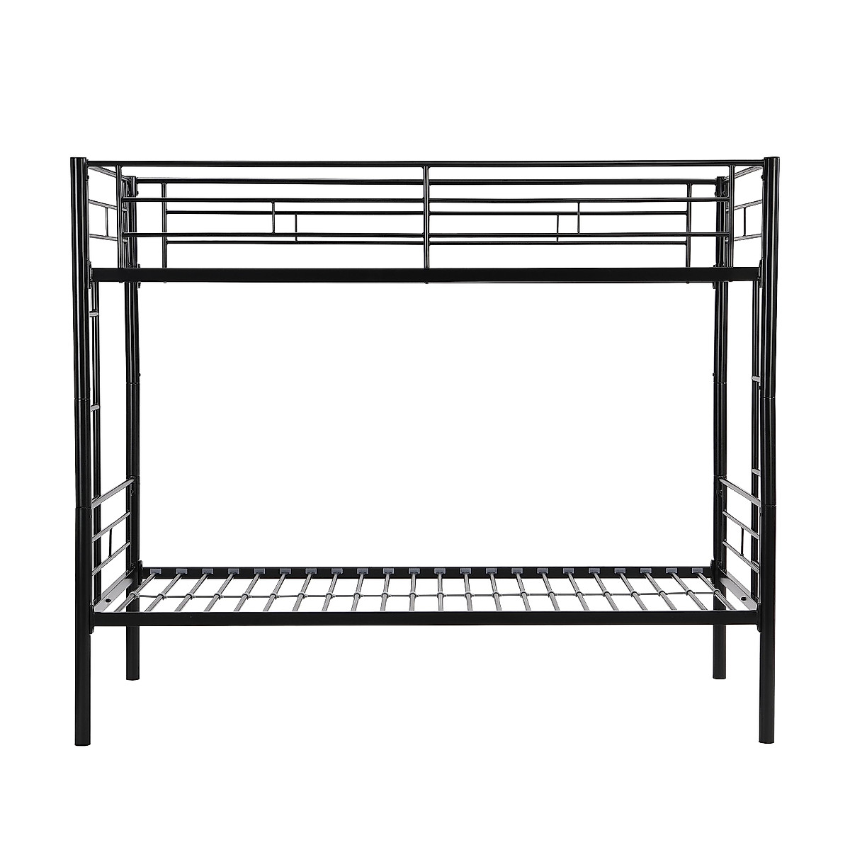Yehha Metal Bunk Beds for Kids & Youths, Twin Over Twin Bunk Bedframe with 2 Ladders and Full-Length Guardrail, No Box Spring Needed, Noise Free, Convertible 2 Beds, Young Black