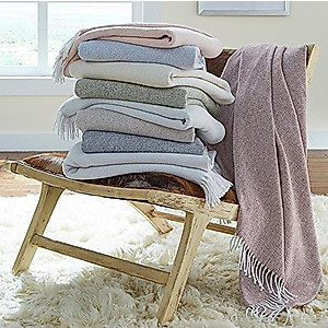 Sferra Terzo 100% Brushed Cotton Throw - Ocean/White