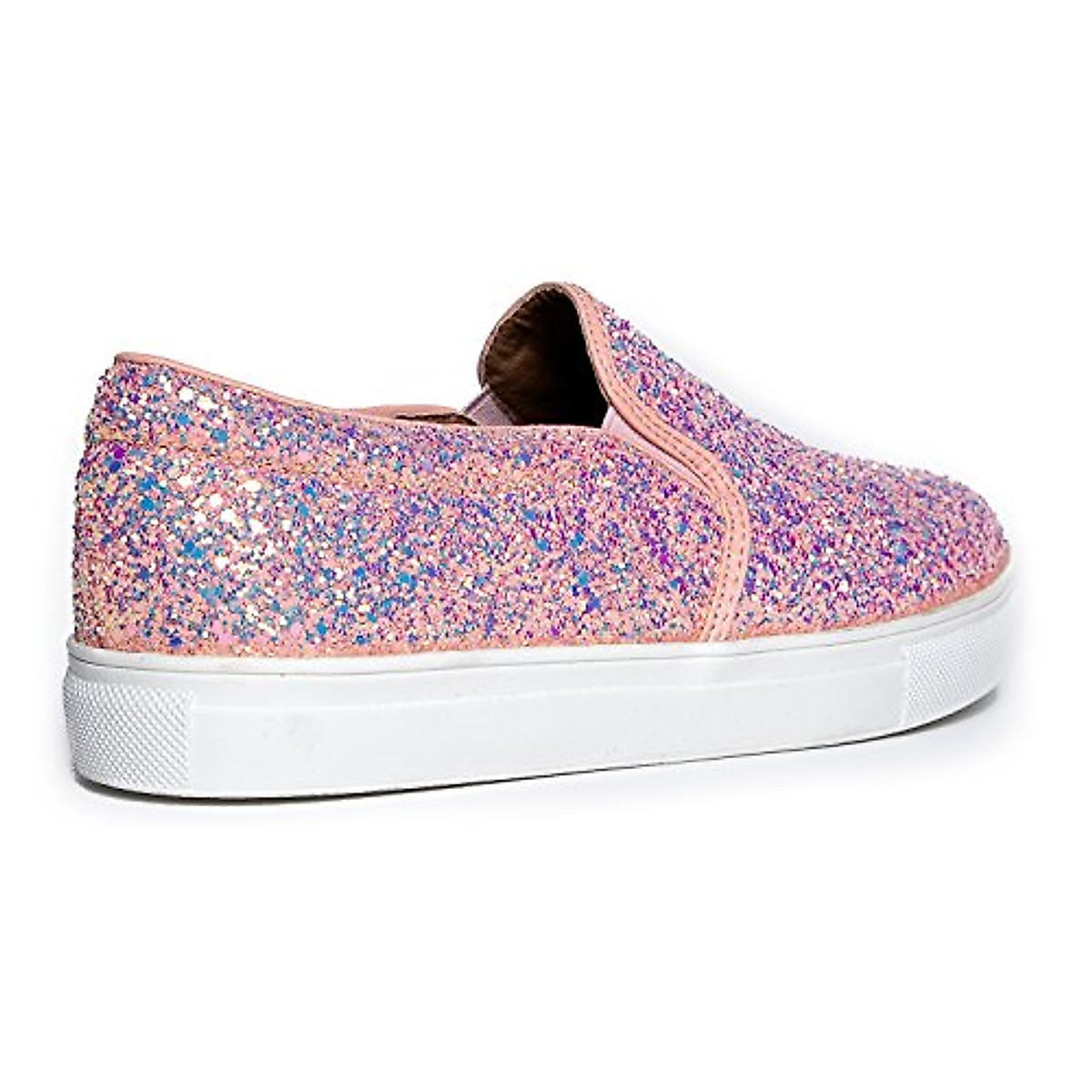 J. Adams Glimmer Sneakers for Women - Casual Glam Slip On Walking Shoes - Pink Glitter - 8