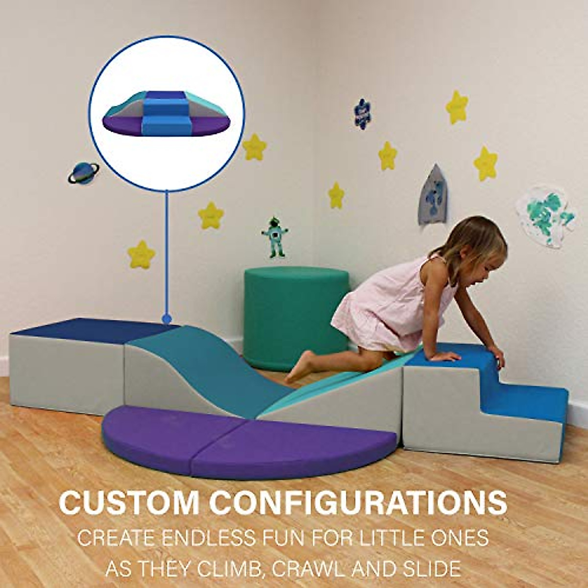 Factory Direct Partners 13021-CTPU SoftScape Playtime All Around Climber for Crawling Infants and Toddlers, Soft Foam Active Playset with Steps and Slides (6-Piece) - Contemporary/Purple