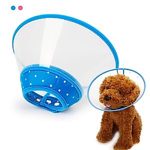 Pet Cone Recovery Dog Cone Adjustable Dog Collar Clear Padded Collar with Breathable Soft Edge, Plastic Puppy Cone Protect The Neck Surgery Recovery, Designed for Cats and Puppies (Small, Blue)