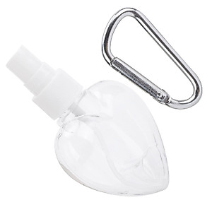 BORDSTRACT Travel Spray Bottle 50ml, Transparent Empty Heart Shape Plastic Containers for Camping, Hiking, Cleaning and Skin Care Atomizer with Keychain (White)