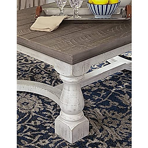 Signature Design by Ashley Havalance Farmhouse Rectangular Coffee Table, Gray & White with Weathered Finish