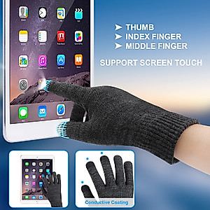 (3 in 1) Bluetooth 5.0 Music Beanie Set, Cuffed Winter Hat + Touchscreen Gloves + Neck Gaiter Scarf, Xmas Birthday Gift for Men Women Teenagers, Black