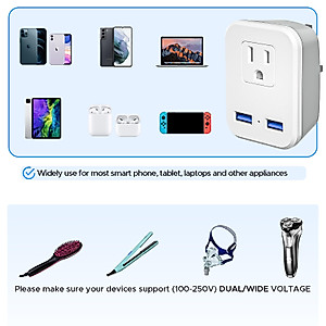 [2-Pack] UK Ireland Power Plug Adapter, Type G Travel Adapter for US to London England Scotland British Hong Kong Kenya Dubai - UK Charger Adapter with 2 USB 1 Electrical Outlets