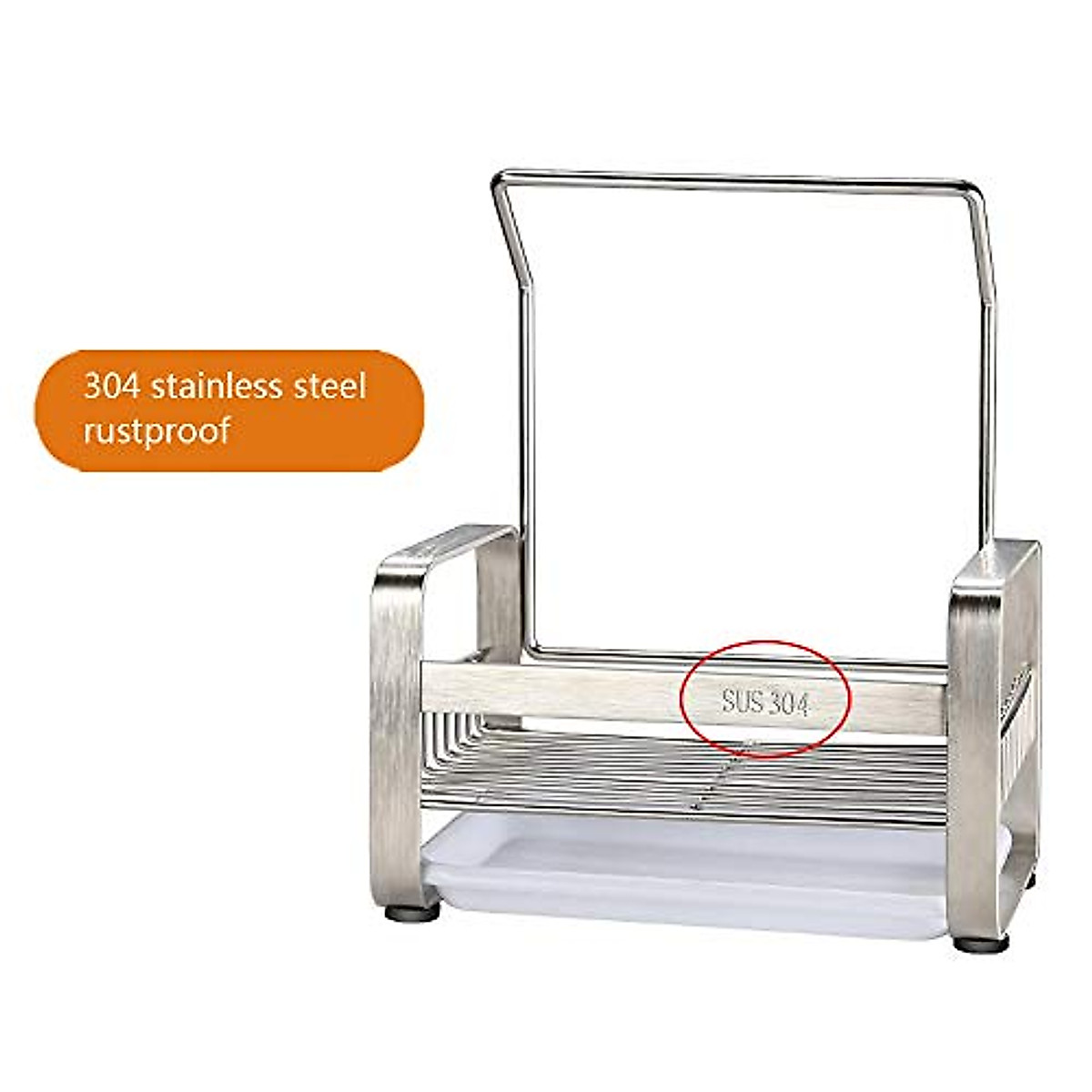 TuuTyss Stainless Steel Sink Caddy Sink Organizer,Holds Sponge for Kitchen Sink with Dish Cloth Hanger