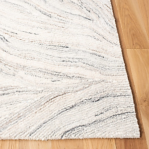 SAFAVIEH Metro Collection Runner Rug - 2'3" x 12', Ivory & Grey, Handmade Modern Abstract Wool, Ideal for High Traffic Areas in Living Room, Bedroom (MET505F)