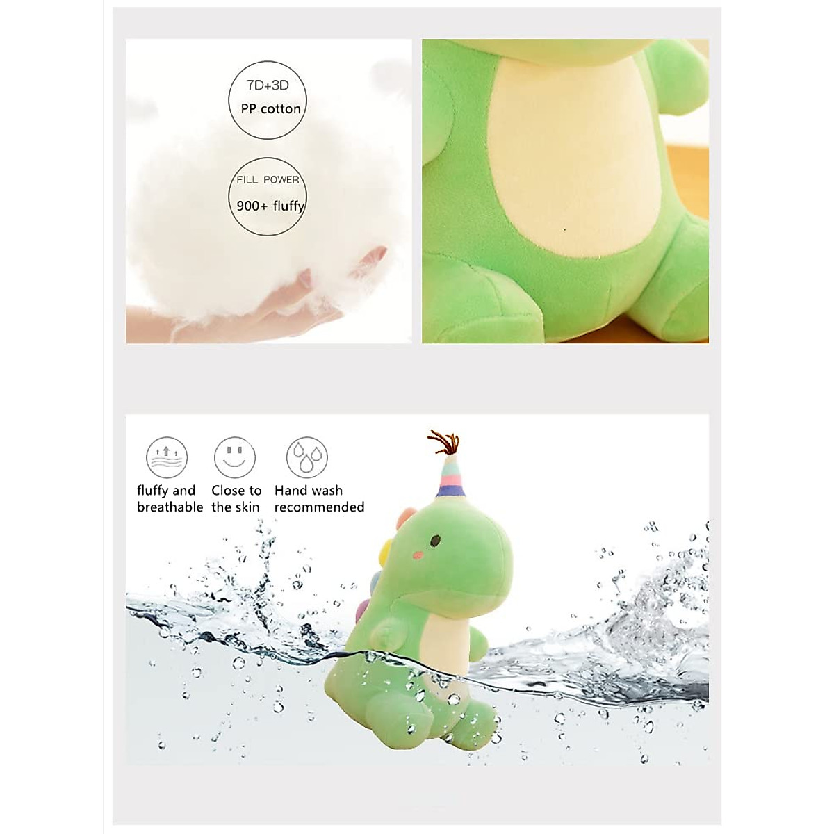 FSLMY Dinosaur Plush Toy Soft Stuffed Cute Animal Dinosaur Plush Doll As A Boy Girl Birthday Gift Halloween (Green, 11.8 inch)