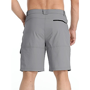 TACVASEN Mens Outdoor Hiking Shorts Summer Lightweight Quick Dry Casual Water Resistant Cargo Fishing Golf Shorts Light Grey, 34